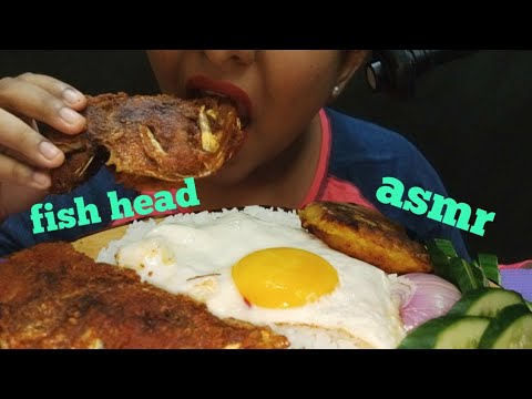 Eating fish head with rice - ASMR Tingles